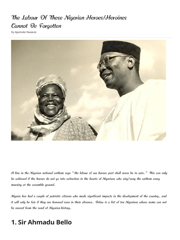 Nigerian Heroes and Heroines That Cannot Be Forgotten | PDF