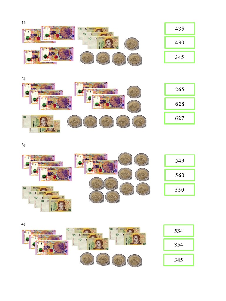 Billetes y Monedas Cienes Dieces Unos | PDF
