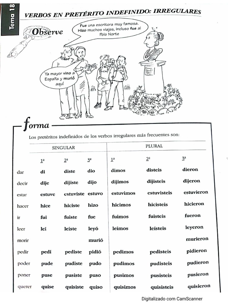 Pretérito Indefinido Irregular - Ejercicios | PDF