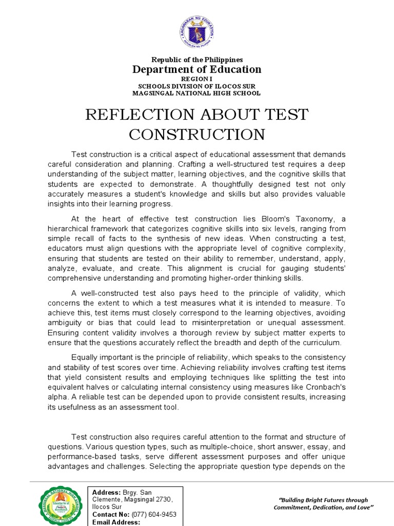 Reflection 1st To 4th | PDF | Educational Assessment | Learning
