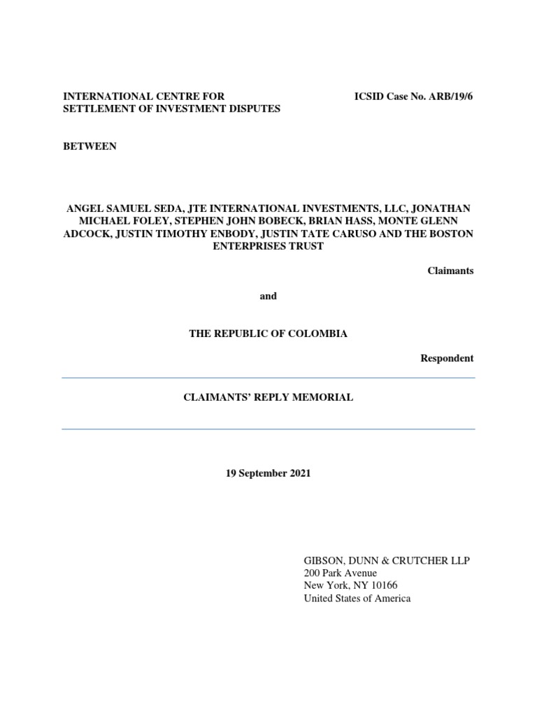 (Claimant) IC-0525-24 - Seda v. Colombia - Claimants Reply On ...