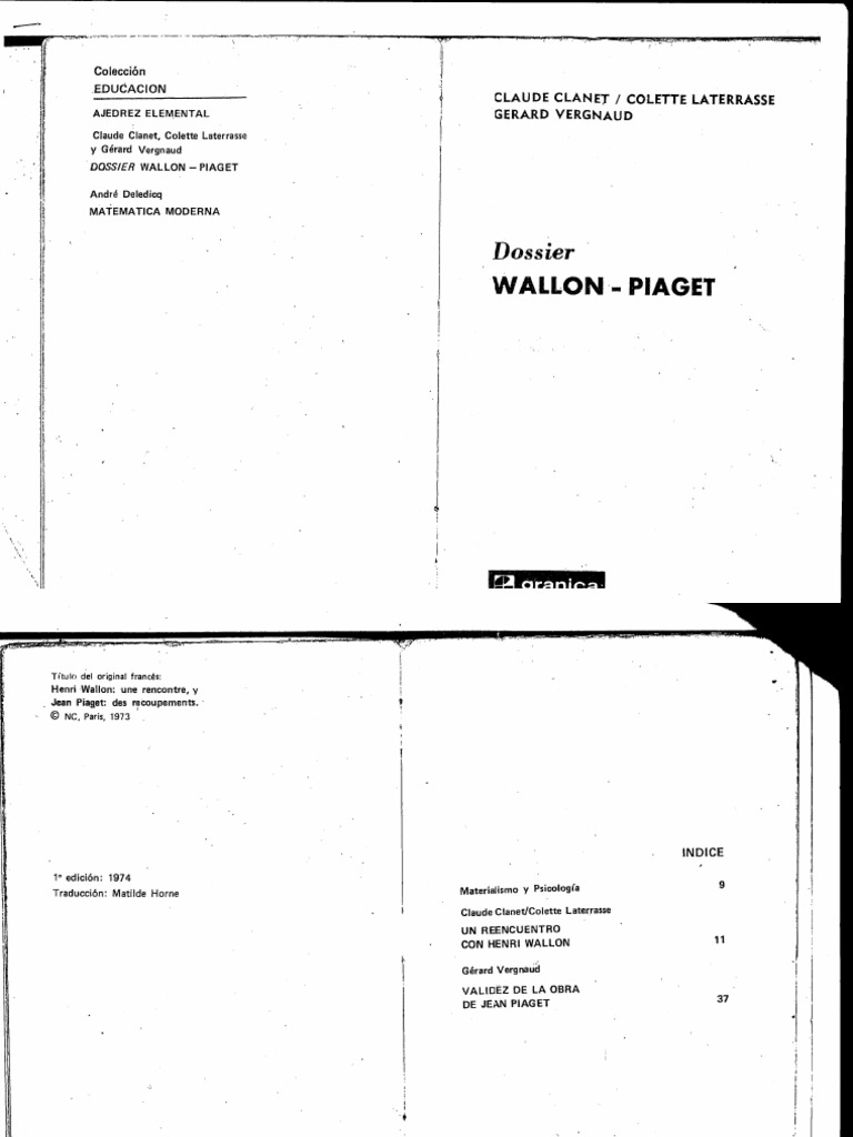 Clanet y Colette - Un Reencuentro Con Henri Wallon 1974 | PDF