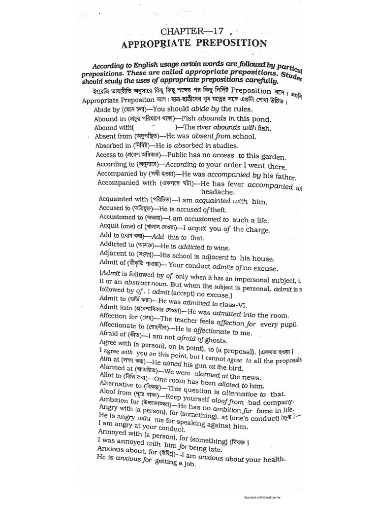 Applied English Grammar (Appropriate Preposition) | PDF