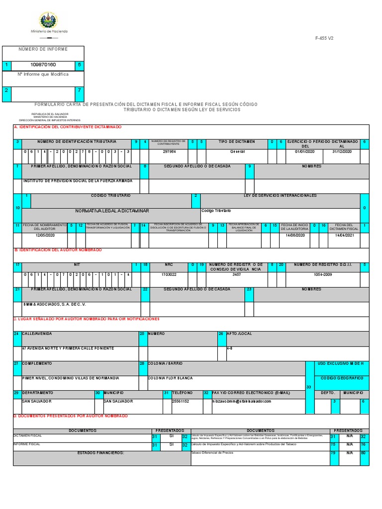 F-455 V2 Número de Informe: Normativa Legal A Dictaminar | PDF | Impuesto sobre la renta ...