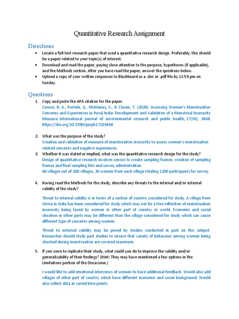 Quantitative Research Assignment | PDF | Validity (Statistics ...