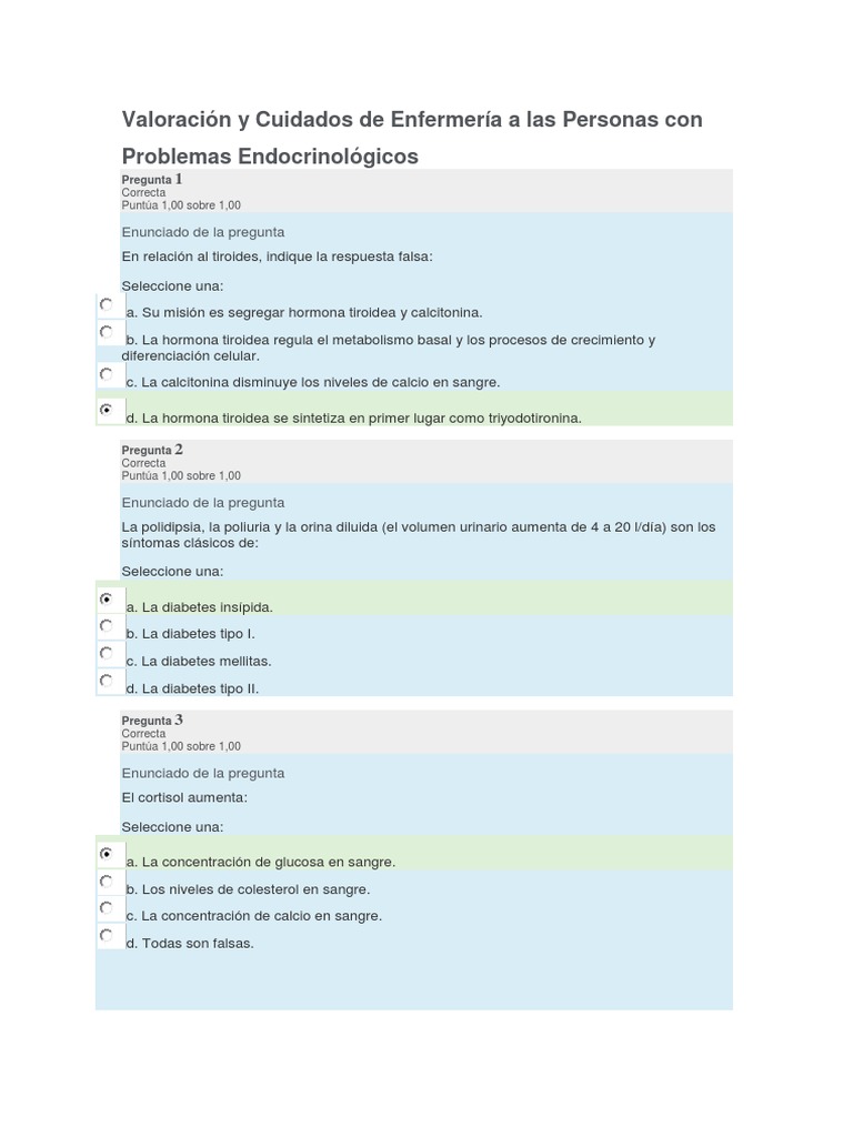 Valoración y Cuidados de Enfermería A Las Personas Con Problemas Endocrinológicos | PDF ...