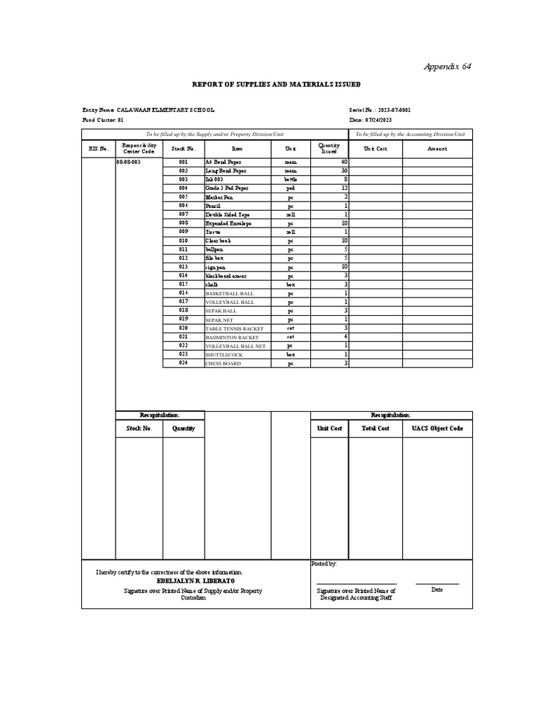 Appendix 64 RSMI | Download Free PDF | Stationery