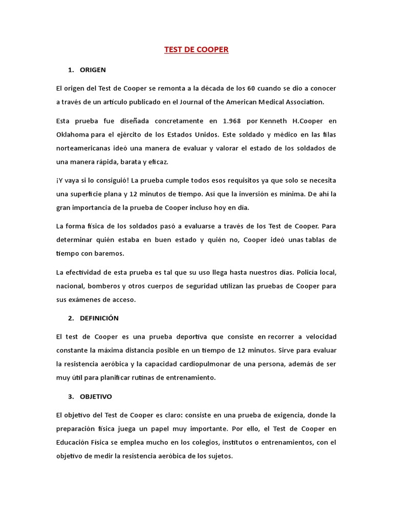 Test de Cooper | PDF