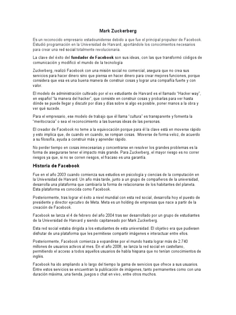 Mark Zuckerberg Pdf Facebook Mark Zuckerberg