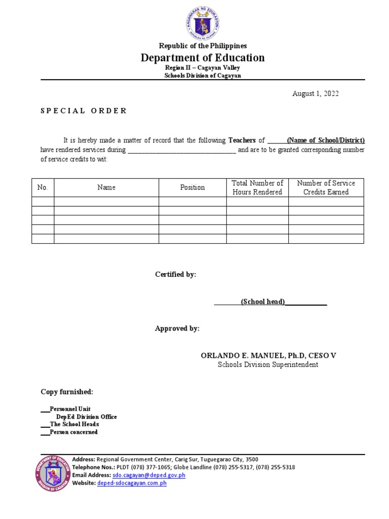 Special Order For SERVICE CREDIT | PDF