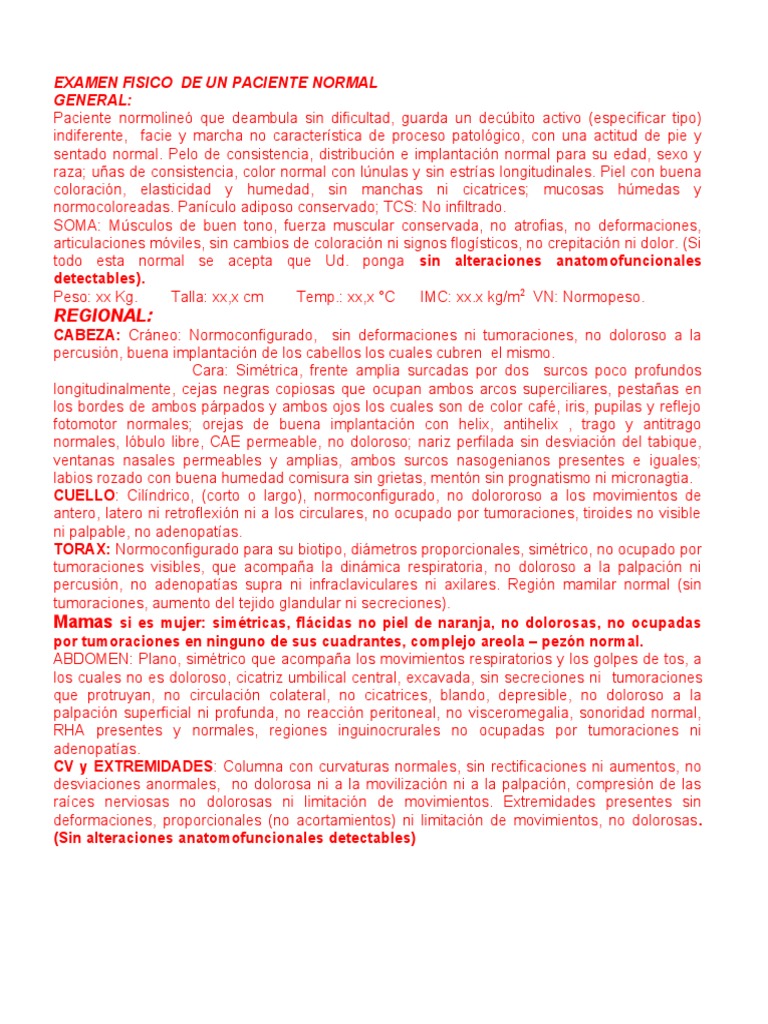 Examen Físico de Paciente Normal | PDF | Vagina | Abdomen