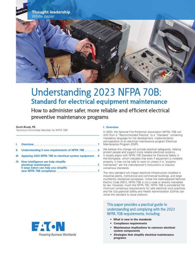 2023 NFPA 70B Electrical Maintenance Guide | PDF | Relay | Electrical Components