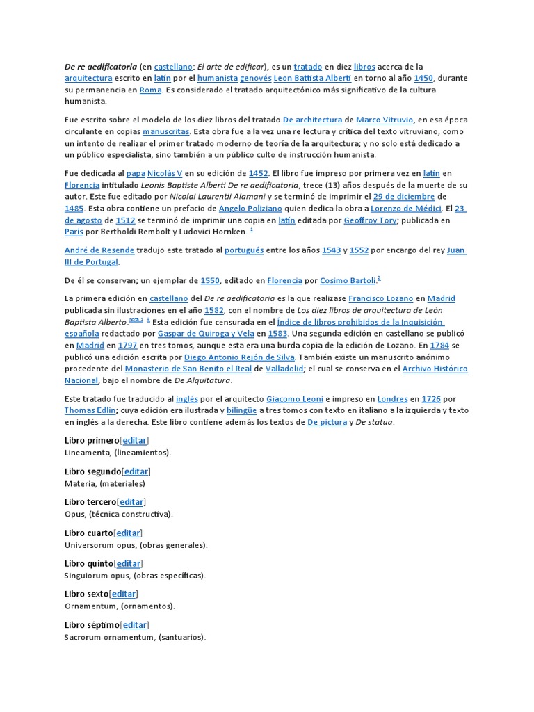 De re aedificatoria: Tratado de Alberti | PDF