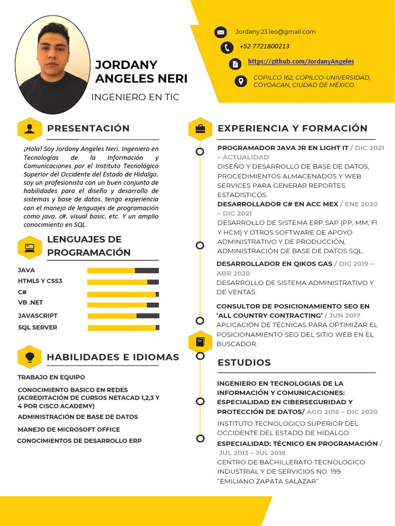 Perfil de Jordany Angeles Neri | PDF | Bases de datos | Ciencias de la ...
