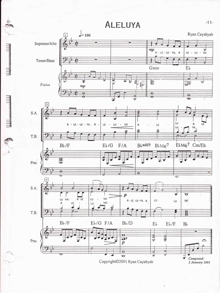 Ryan Cayabyab-Aleluya-SheetsDaily | PDF | Pitch (Music) | Choral Music