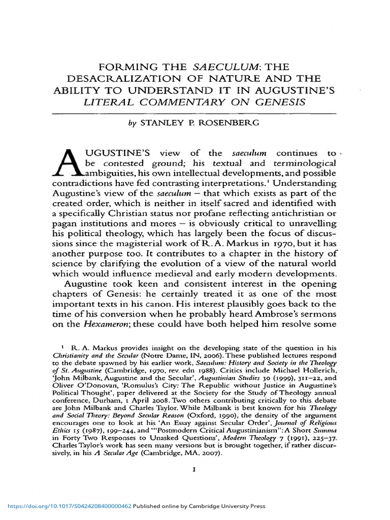 Rosenberg, Forming The Saeculum | PDF