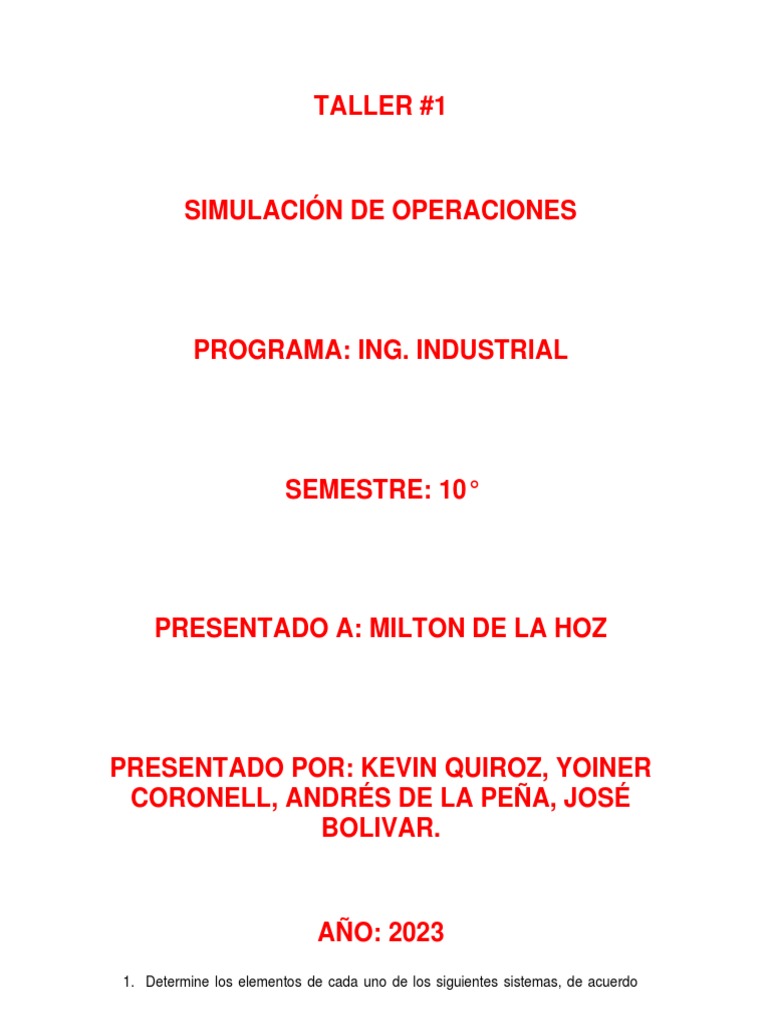 Taller #1 Simulación de Op. | PDF | Hospital