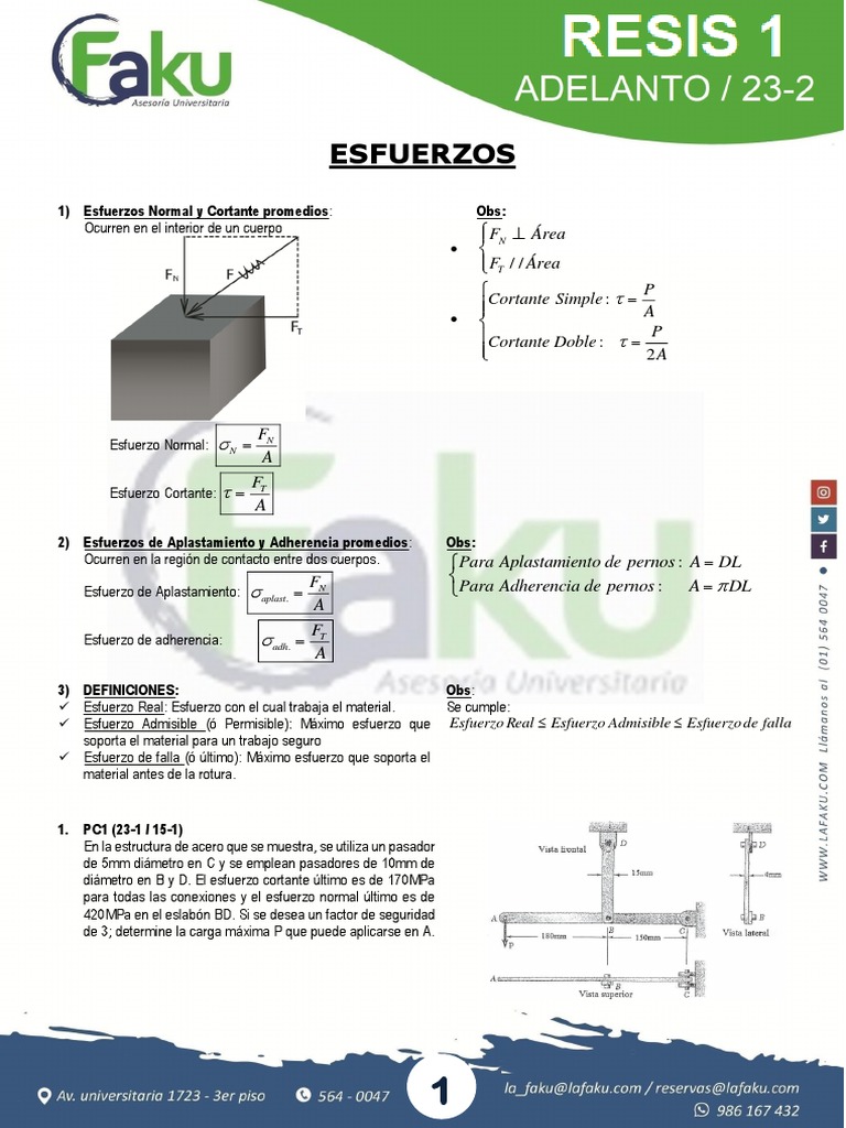 Pc1 Resis Adelanto 23 2 | PDF | Braguero | Viga (Estructura)