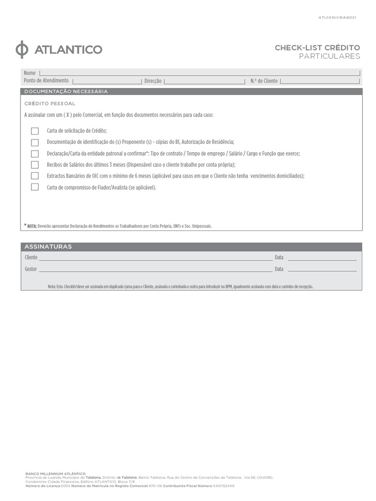Checklist Crédito Pessoal | Download grátis PDF | Crédito | Finanças e ...