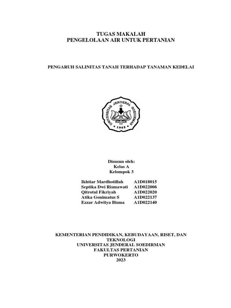 Makalah Paup Salinitas Kedelai | PDF