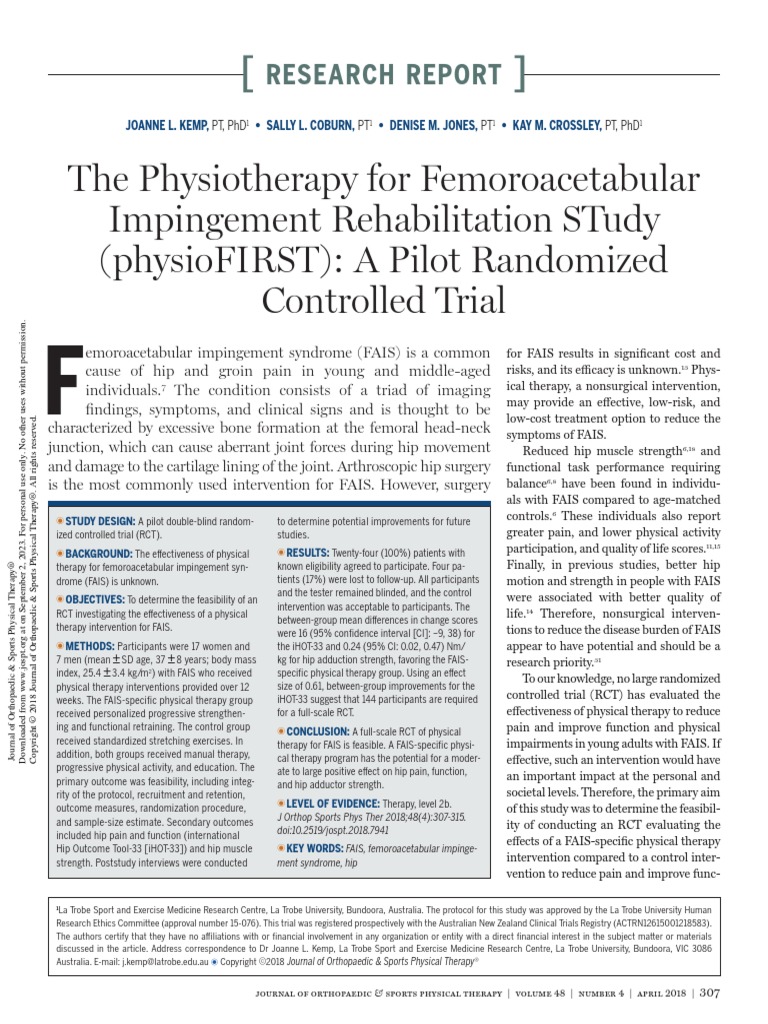 Jospt 2018 7941 | PDF | Physical Therapy | Randomized Controlled Trial