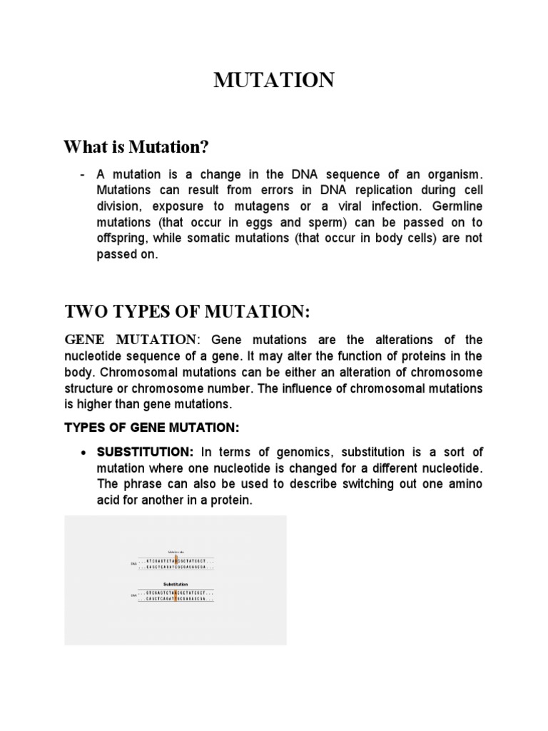 MUTATION | PDF | Mutation | Gene