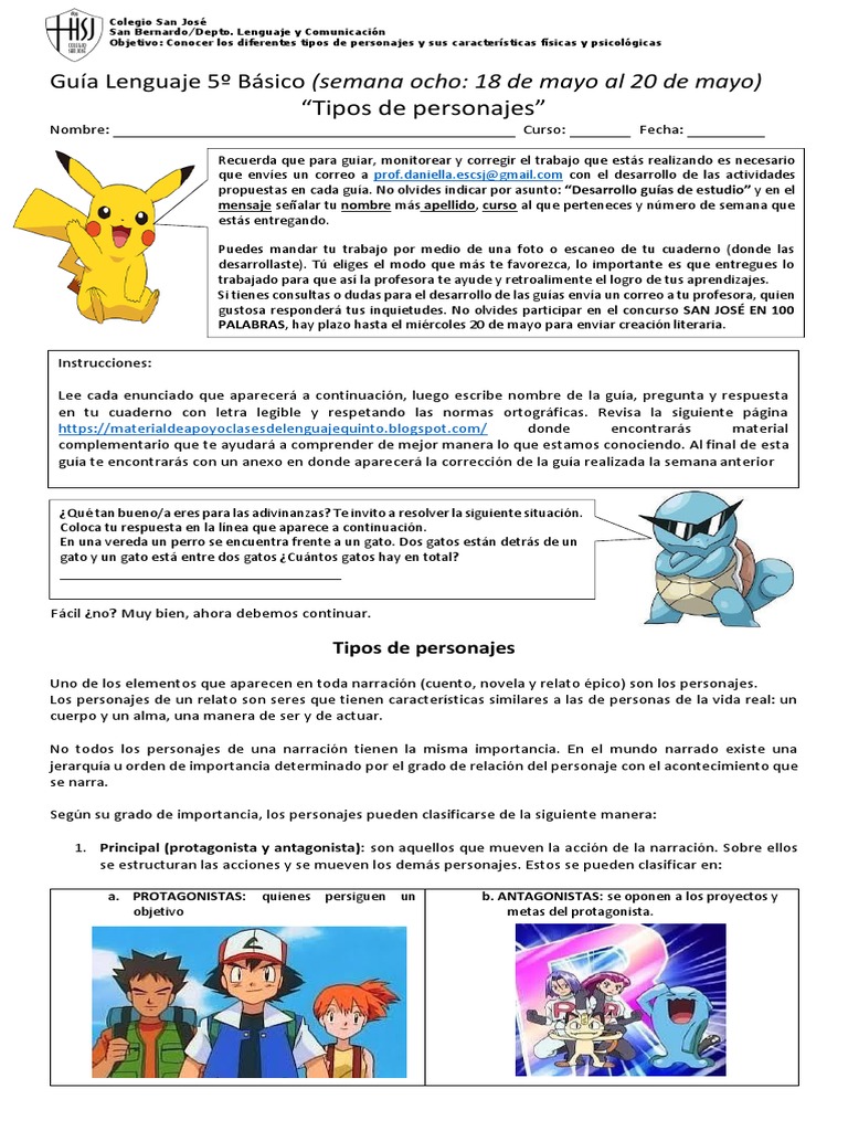 Guía Lenguaje 5º Básico Semana 8 | PDF | Narración | Color