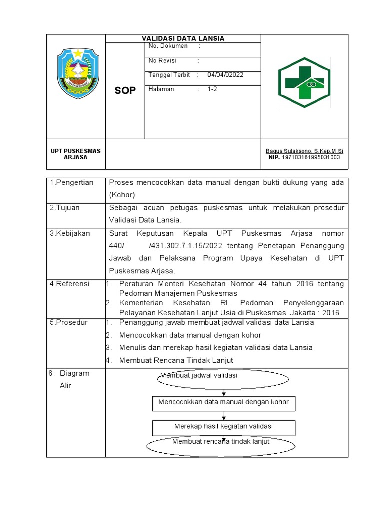 SOP Validasi Data Lansia 2023 | PDF