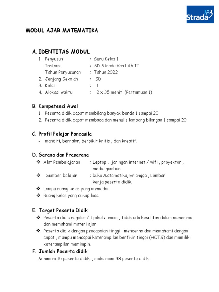 Modul Ajar Matematika: B. Kompetensi Awal | PDF | Seni