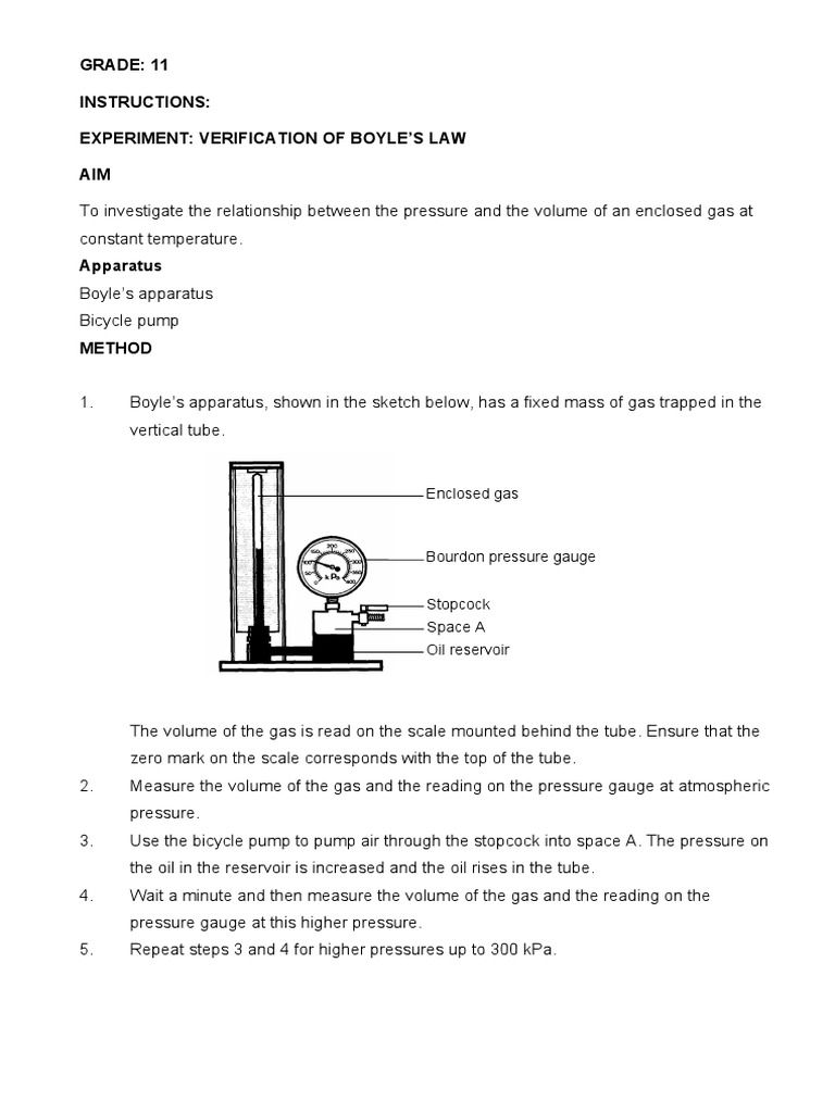 Boyle's Law Experiment for Grade 11 | PDF | Technology & Engineering