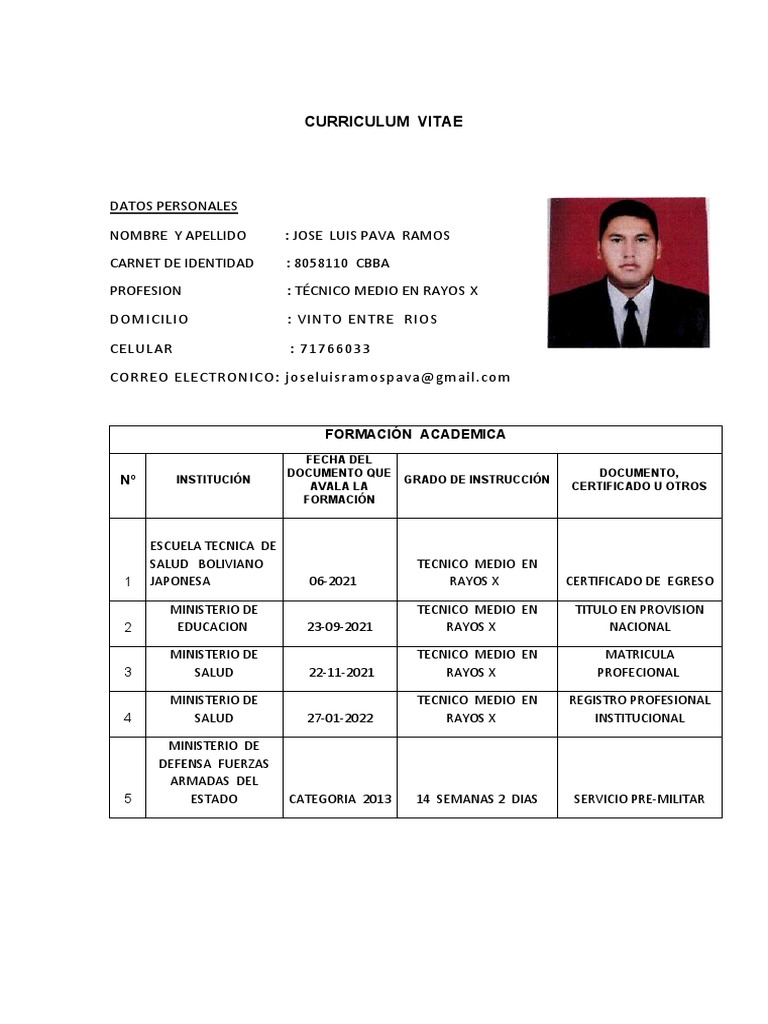 Curriculum Vitae Jose Luis | PDF | Bolivia