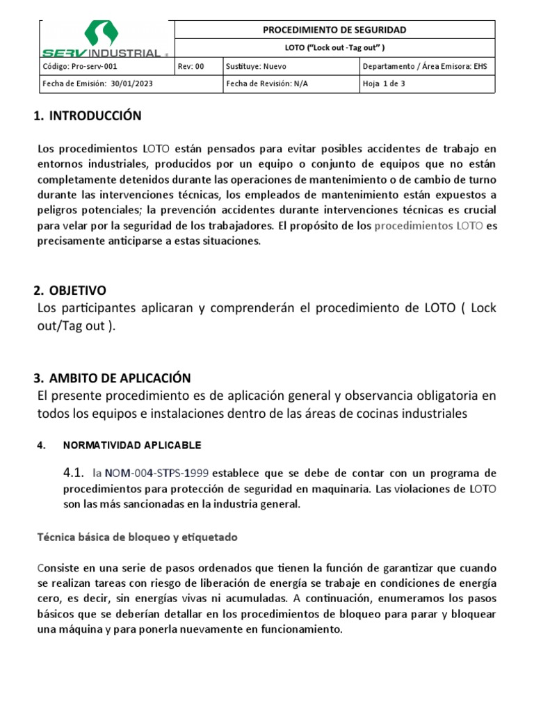 Procedimiento de Loto | PDF