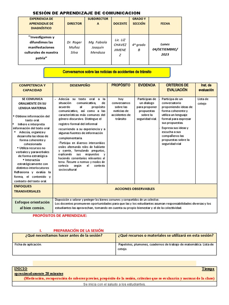 SESIÓN de APRENDIZAJE de COMUNICACION 4 de Setiembre de 2023 Leemos Una ... SESIÓN de APRENDIZAJE de COMUNICACION 4 de Setiembre de 2023 Leemos Una ...