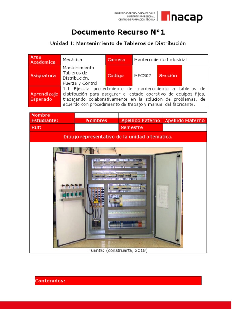 MFC302 - U1 - DR1 Documento Recurso N°1 Unidad 1 Mantenimiento de Tableros de | PDF | Corriente ...
