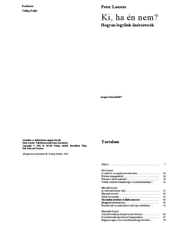 Peter Lauster - Ki, Ha Én Nem | PDF