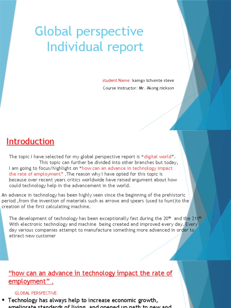 Global Perspective Individual Report | PDF | Employment | Economic Growth