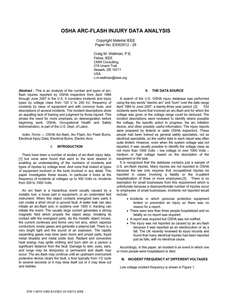 Osha Arc-Flash Injury Data Analysis | PDF | Fuse (Electrical) | High ...