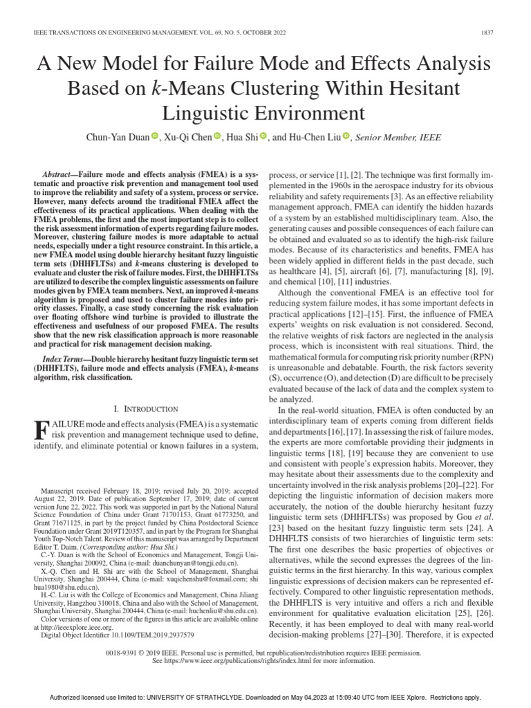 A New Model For Failure Mode and Effects Analysis Based On K-Means ... A New Model For Failure Mode and Effects Analysis Based On K-Means ...