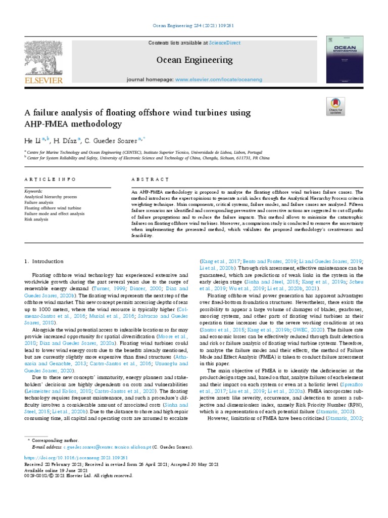 A Failure Analysis of Floating Offshore Wind Turbines Using AHP-FMEA ...