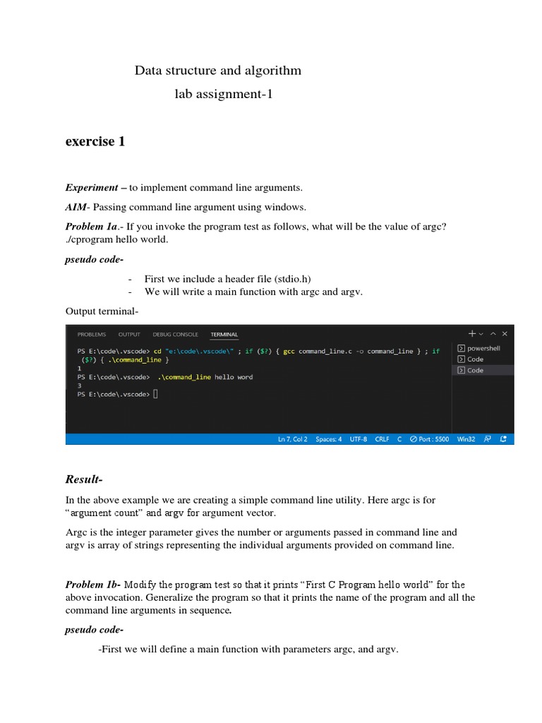 Dsa Lab Assignment 1 Pdf Parameter Computer Programming Command Line Interface 5594