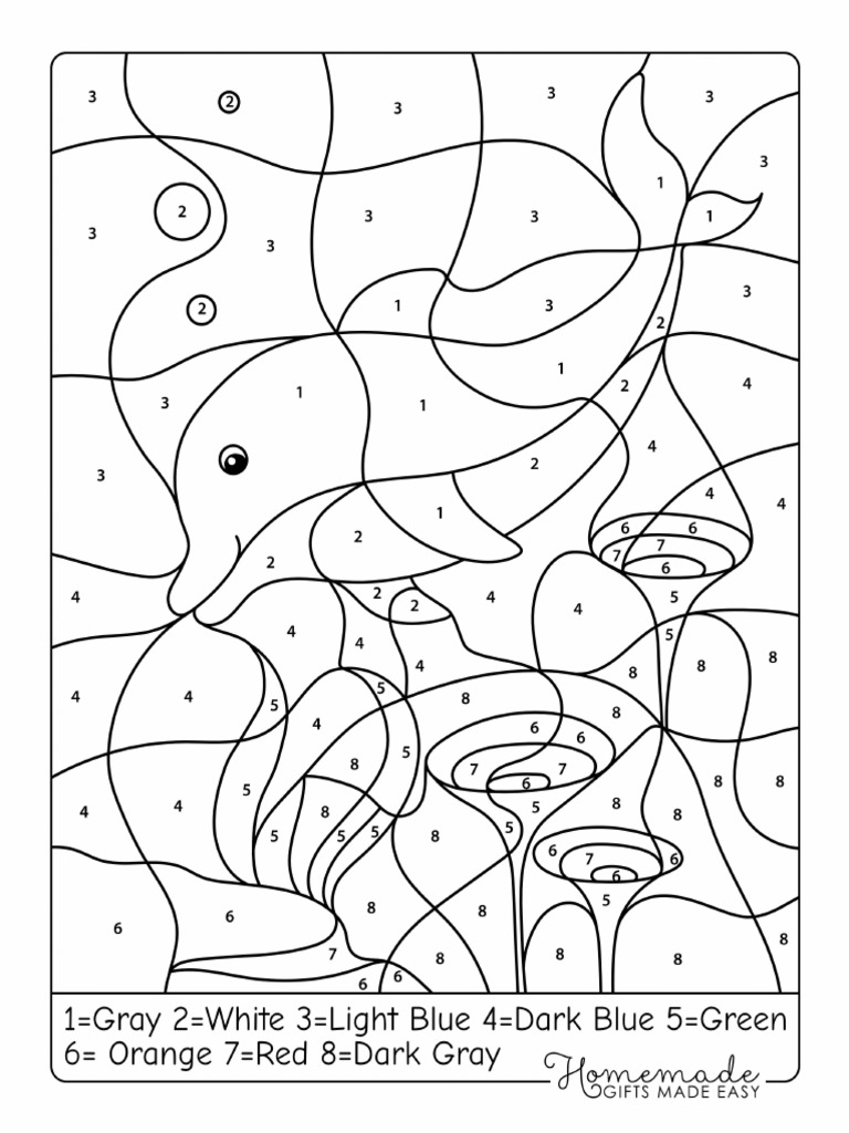 color-by-number-printable-dolphin | PDF