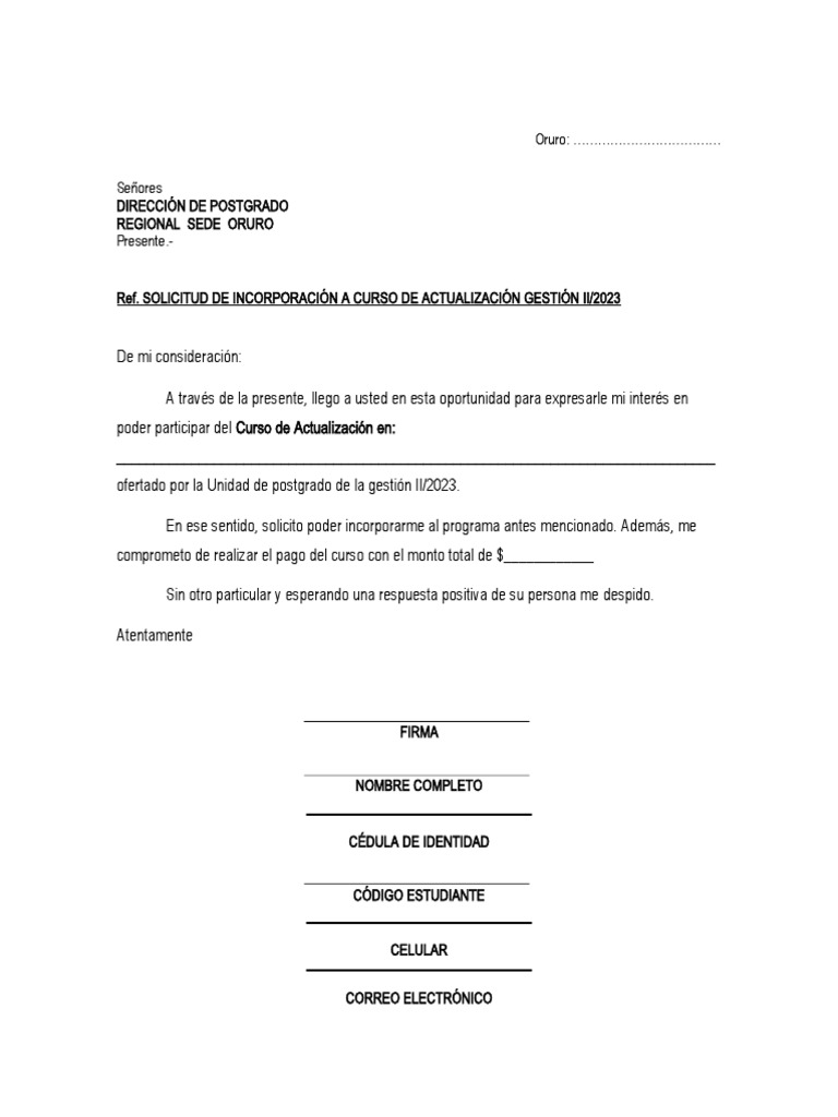 Formato de Solicitud | PDF