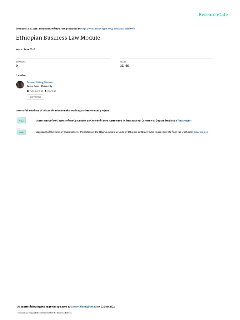 Ethiopian Business Law Module | PDF | Crimes | Crime & Violence