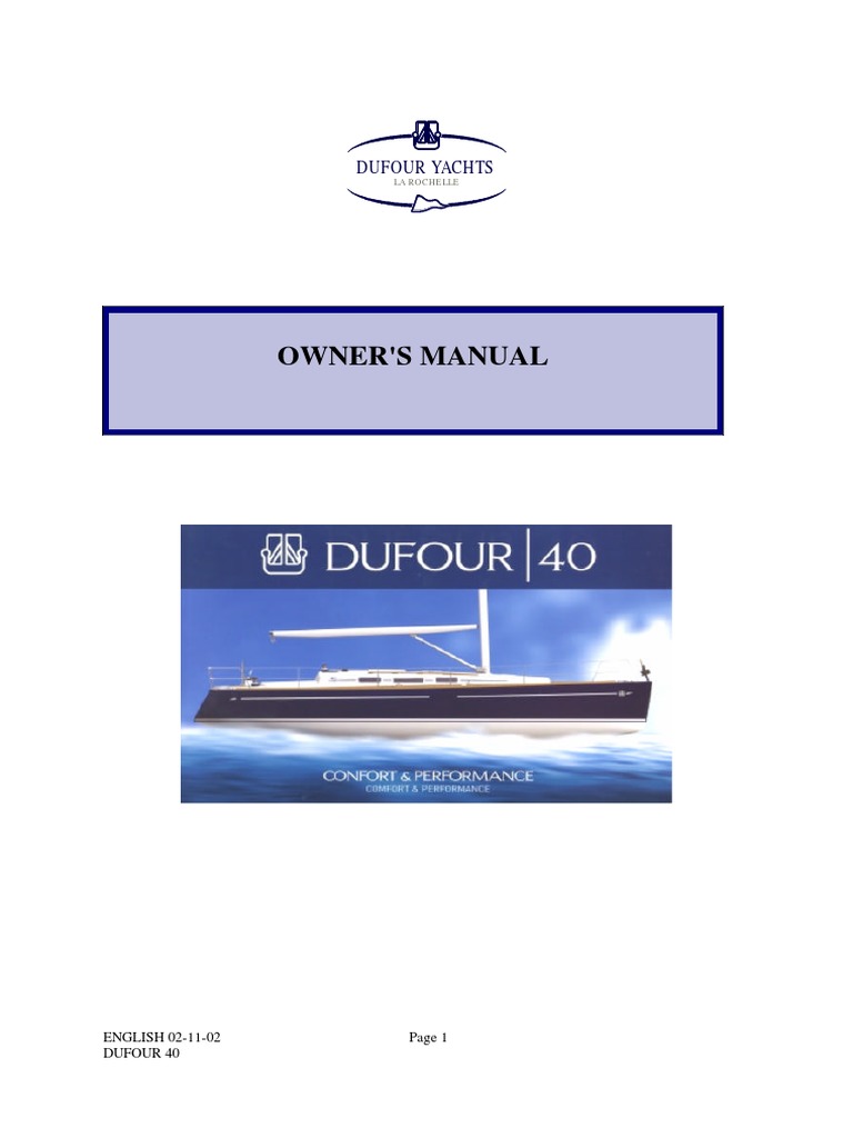 Dufour 40 Owner's Manual | PDF | Valve | Electrical Wiring