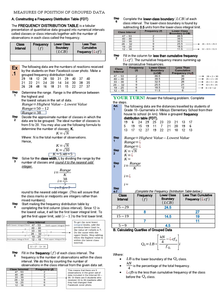 Measures of Position of Grouped Data | PDF | Mathematics