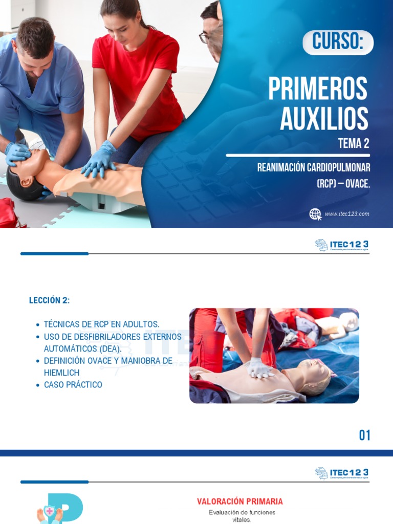 Primeros Auxilios - Tema 2 | PDF | Reanimación cardiopulmonar | Medicina CLINICA