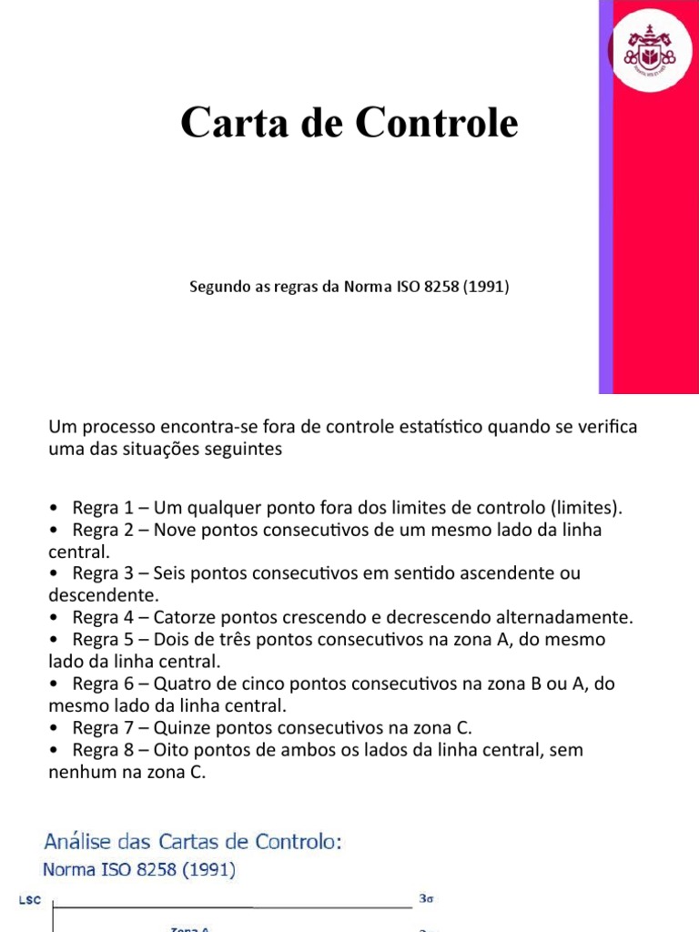 Regras da Carta de Controle ISO 8258 | PDF | Tecnologia e Engenharia