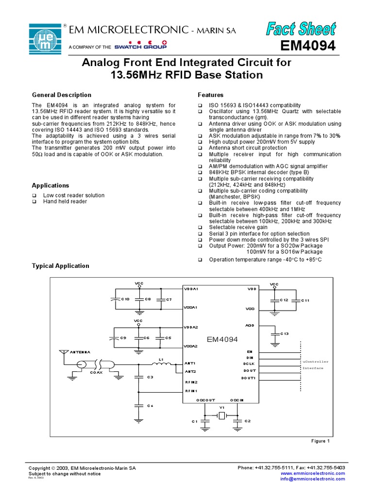 EM4094 Datasheet | PDF | Computer Engineering | Information And Communications Technology