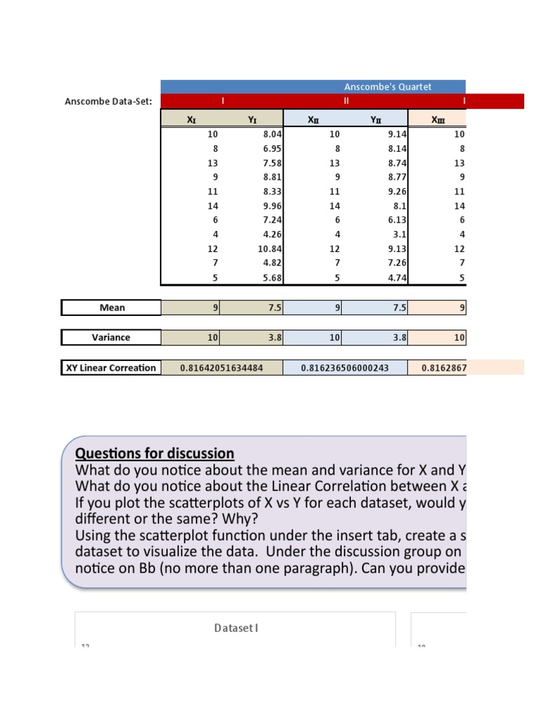 Anscombes Data Workbook Pdf Scientific Method Multivariate 6660