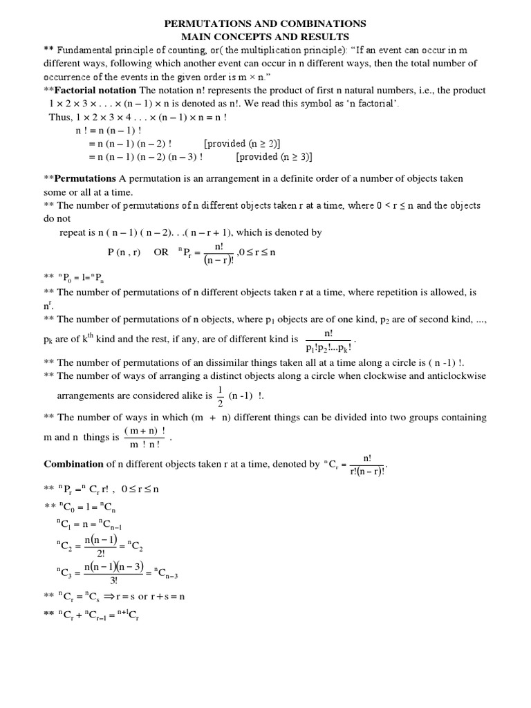 Permutations and Combinations | PDF | Permutation | Numbers Permutations and Combinations | PDF | Permutation | Numbers